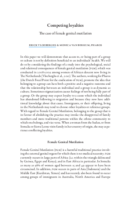 (PDF) Competing loyalties The case of female genital mutilation