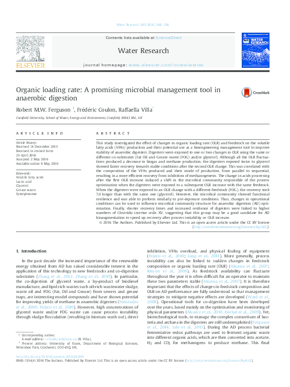(PDF) Organic loading rate: A promising microbial management tool in ...