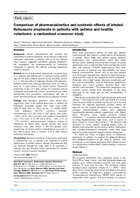 (PDF) Comparison of pharmacokinetics and systemic effects of inhaled ...