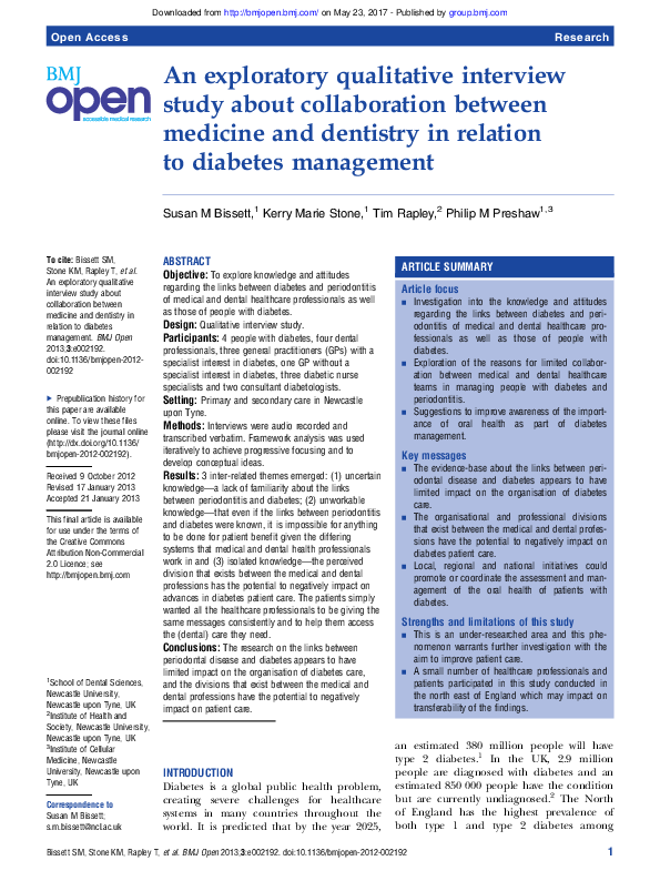 (PDF) An exploratory qualitative interview study about collaboration ...