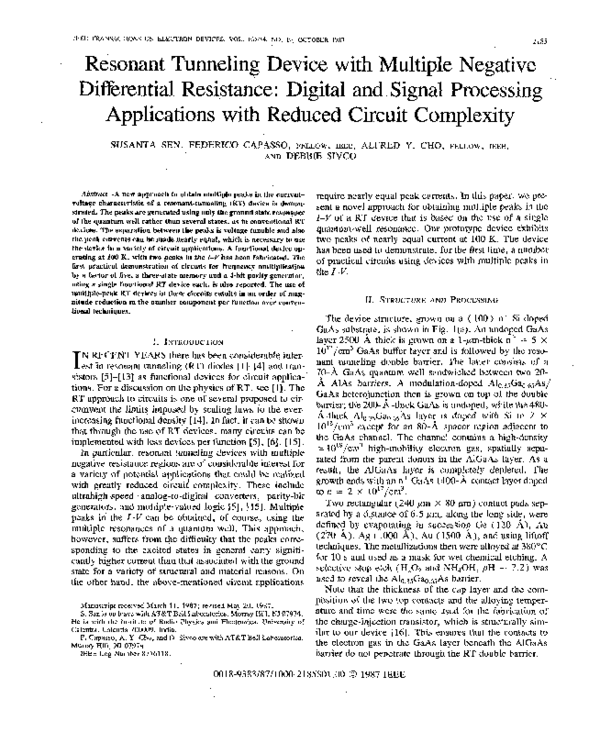 (PDF) Resonant tunneling device with multiple negative differential resistance: Digital and ...