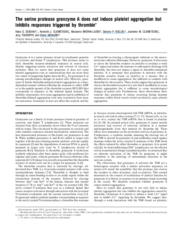 (PDF) The serine protease granzyme A does not induce platelet ...