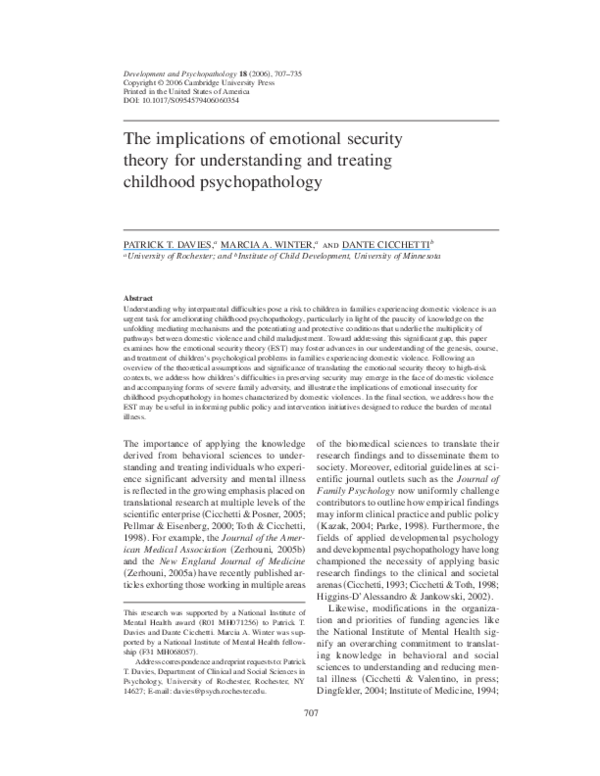 (PDF) The implications of emotional security theory for understanding ...