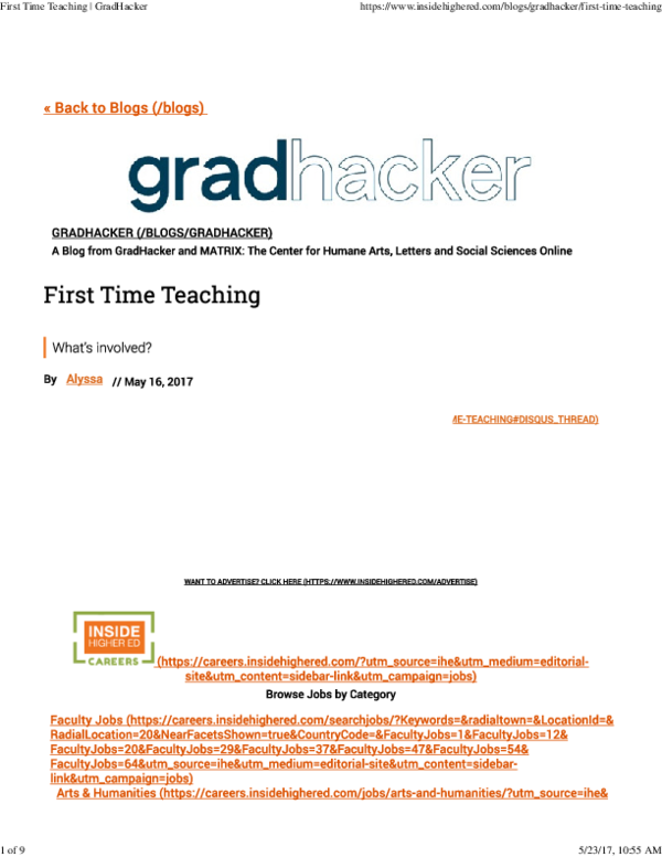 (PDF) First Time Teaching