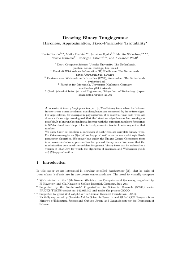 Pdf Drawing Binary Tanglegrams Hardness Approximation Fixed