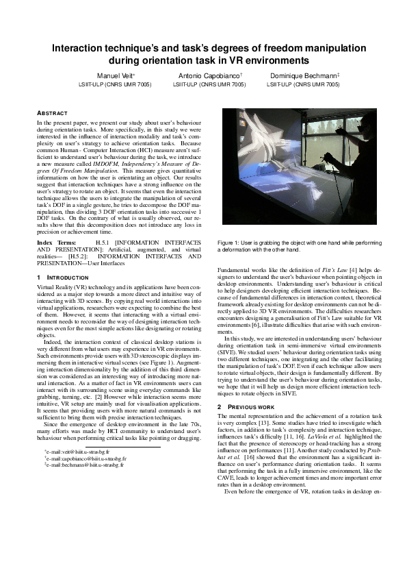 (PDF) Interaction technique's and task's degrees of freedom manipulation during orientation task ...