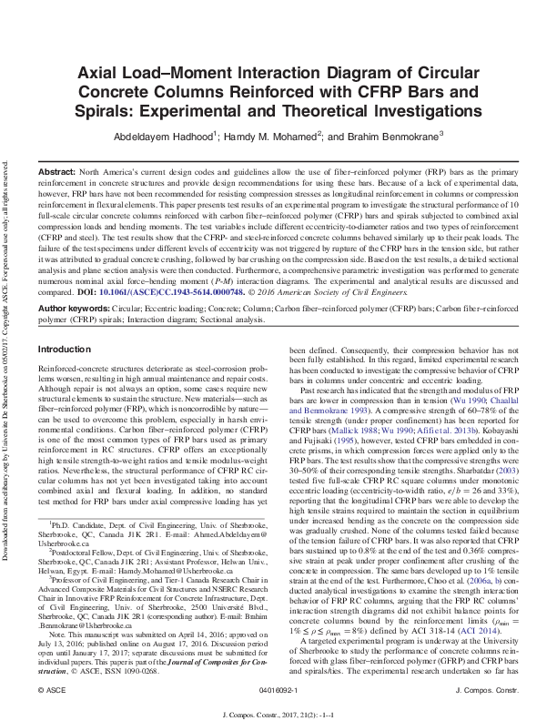 (PDF) Axial Load–Moment Interaction Diagram of Circular Concrete ...