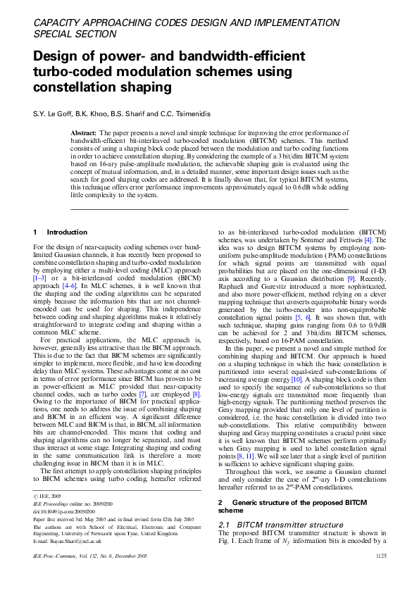 Pdf Design Of Power And Bandwidth Efficient Turbo Coded Modulation