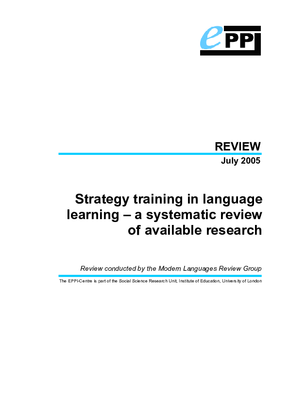 (PDF) Review of Strategy Training in Language Learning – A Systematic ...