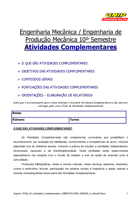 (PDF) Atividades Complementares