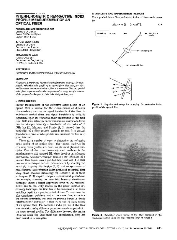 (PDF) Interferometric refractive index profile measurement of an ...