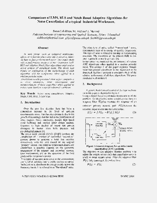 Pdf Comparison Of Lms Rlss And Notch Based Adaptive Algorithms For