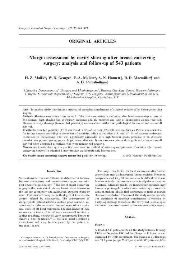 (PDF) Margin assessment by cavity shaving after breast-conserving ...