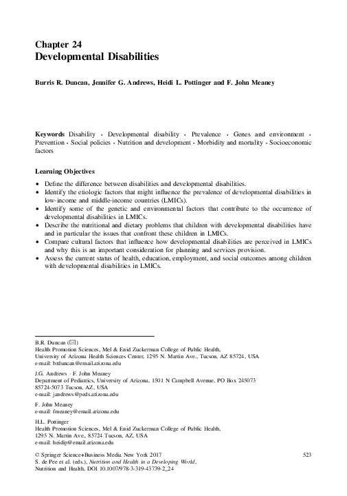 (PDF) Chapter 24: Developmental Disabilities