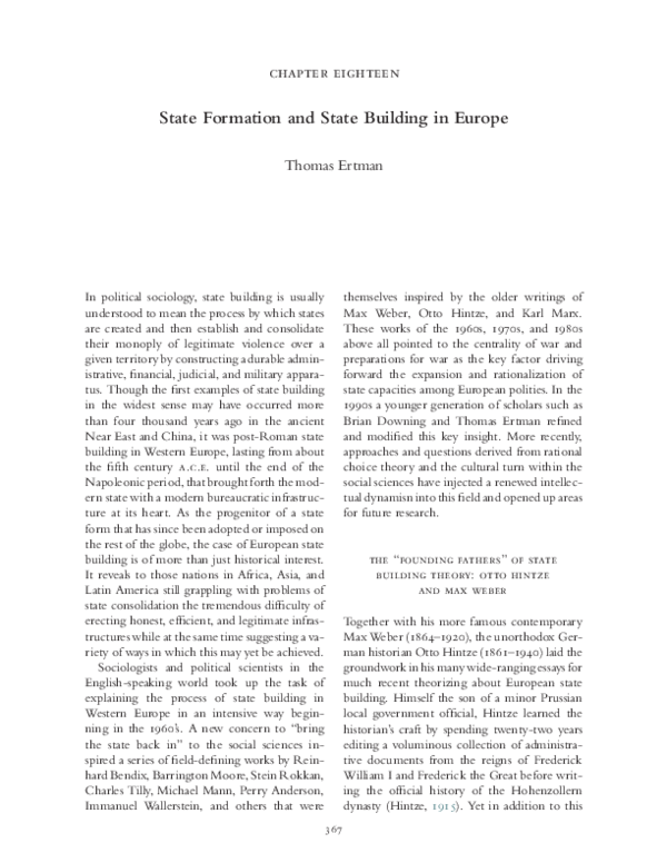 (PDF) State Formation and State Building in Europe