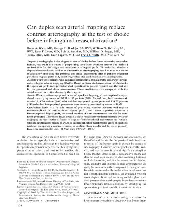 (PDF) Can duplex scan arterial mapping replace contrast arteriography ...