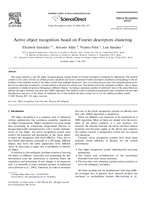 (PDF) Active object recognition based on Fourier descriptors clustering