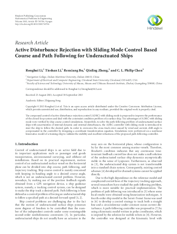 Pdf Active Disturbance Rejection With Sliding Mode Control Based