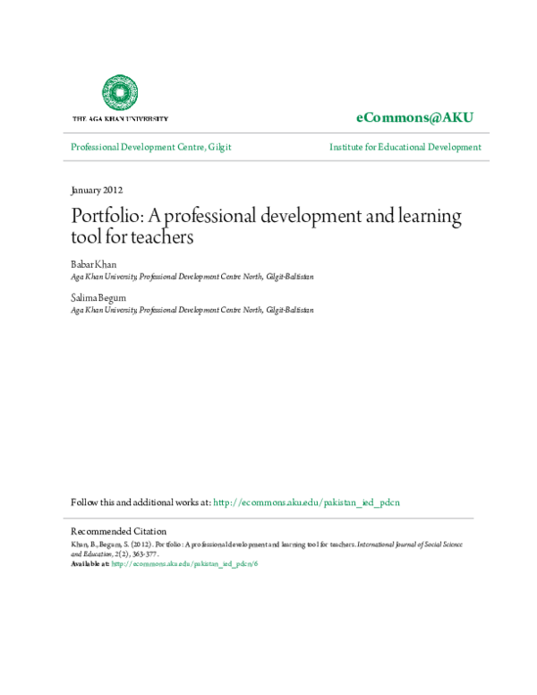 (PDF) Portfolio: A professional development and learning tool for ...