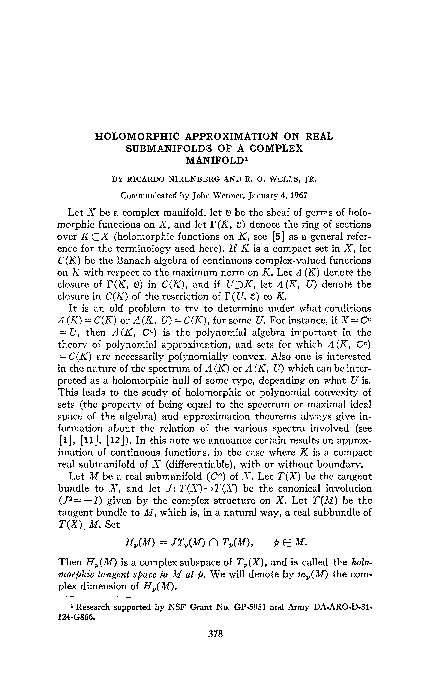 (PDF) Holomorphic approximation on real submanifolds of a complex manifold
