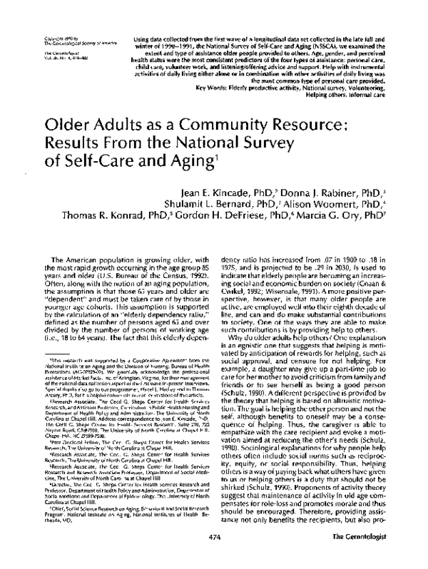 (PDF) Older Adults as a Community Resource: Results From the National ...