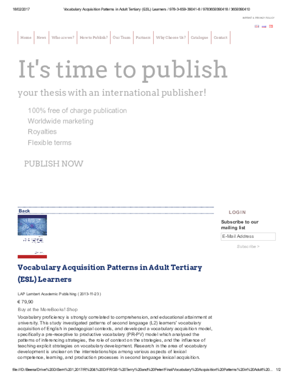 (PDF) Vocabulary Acquisition Patterns