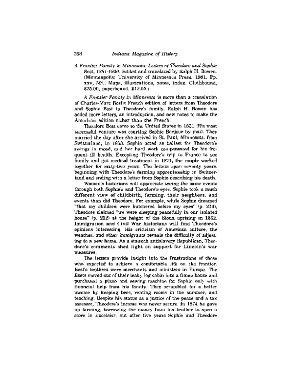 (PDF) A Frontier Family in Minnesota: Letters of Theodore and Sophie ...