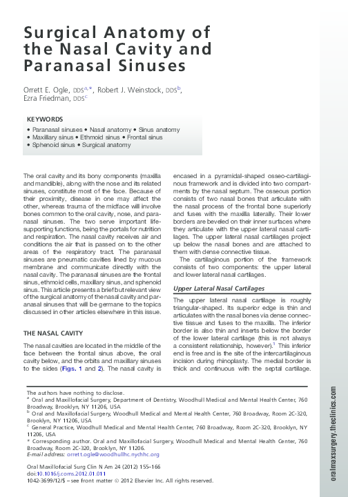 (PDF) Surgical Anatomy of the Nasal Cavity and Paranasal Sinuses
