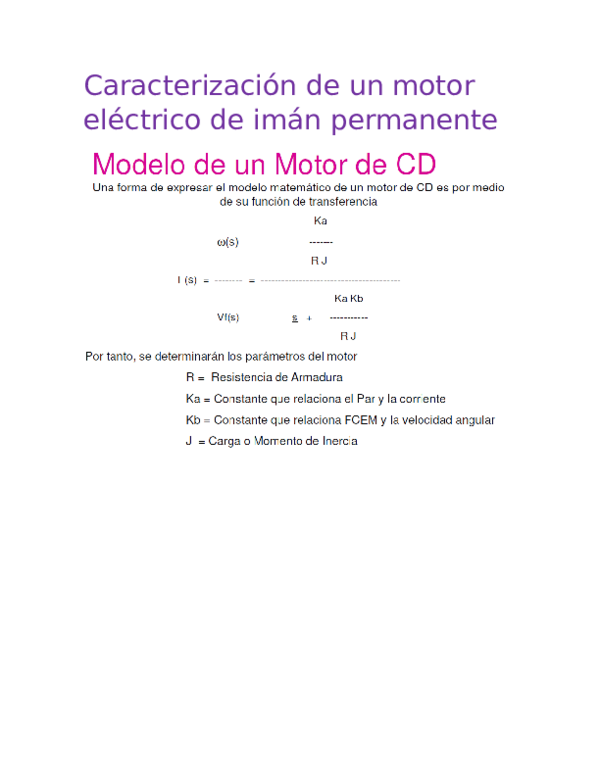 (DOC) Caracterización de un motor eléctrico de imán permanente