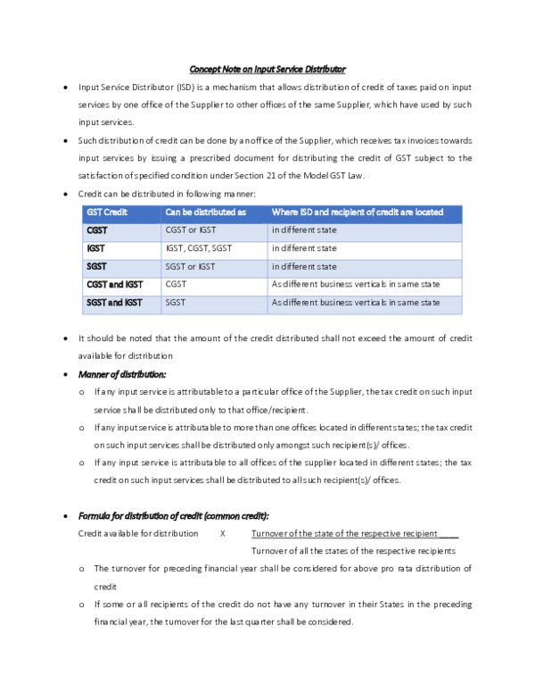 (PDF) Concept Note on Input Service Distributor