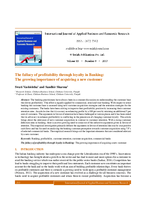 (PDF) The fallacy of profitability through loyalty in Banking: The ...
