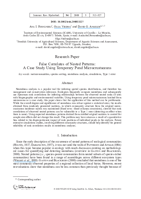 (PDF) False Correlates of Nested Patterns: A Case Study Using Temporary ...