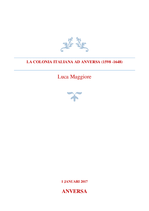 (PDF) La colonia italiana ad Anversa (1598 -1648)