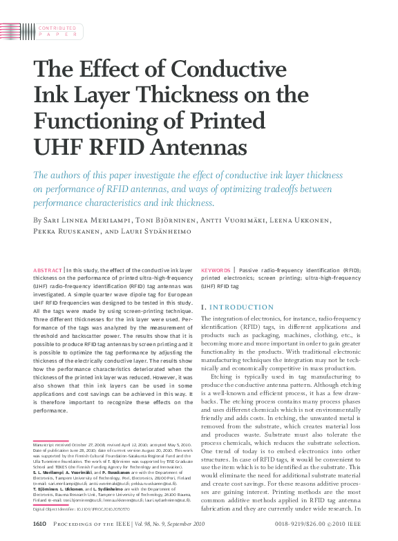 (PDF) The Effect of Conductive Ink Layer Thickness on the Functioning ...