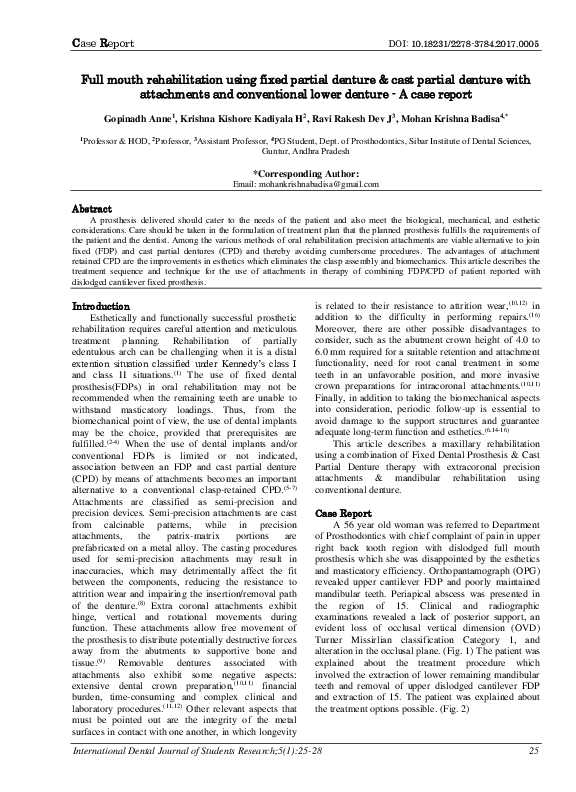 (PDF) Full mouth rehabilitation using fixed partial denture & cast ...