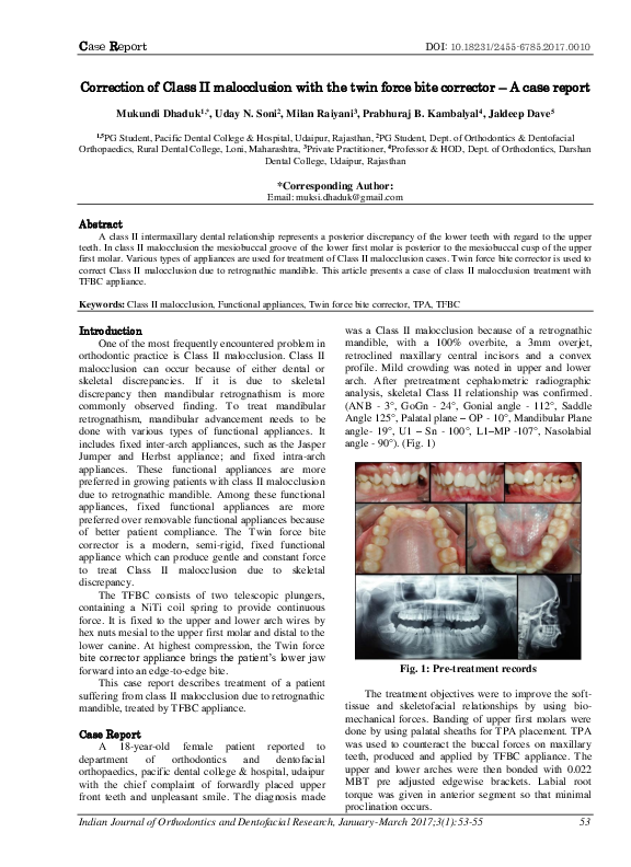 (PDF) Correction of Class II malocclusion with the twin force bite ...