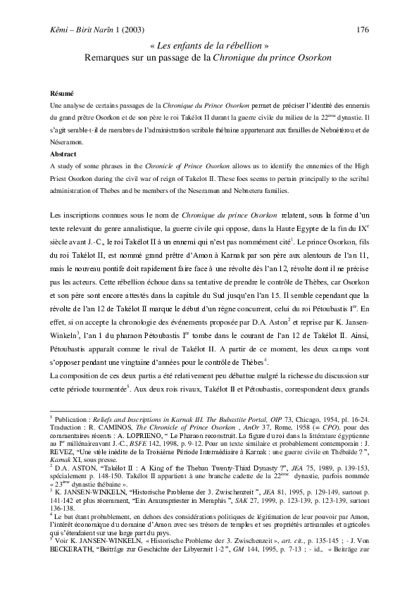 (PDF) « Les enfants de la rébellion. Note sur un passage de la ...