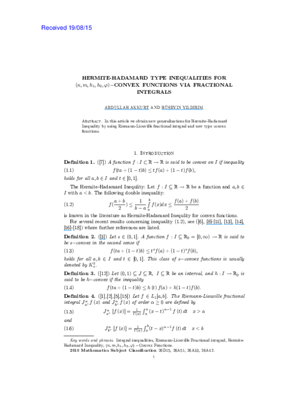 Pdf Hermite Hadamard Type Inequalities For N M H 1 H 2 Phi Convex Functions Via