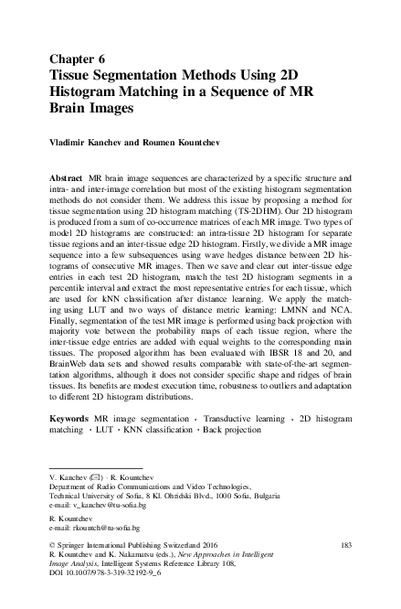 Pdf Tissue Segmentation Methods Using 2d Histogram Matching In A Sequence Of Mr Brain Images