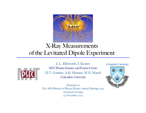 (PDF) X-Ray Measurements of the Levitated Dipole Experiment