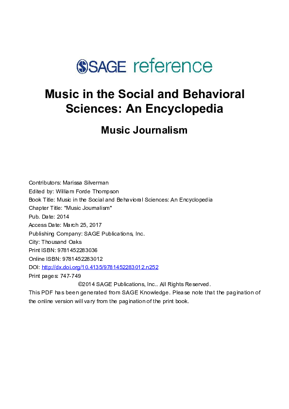 (PDF) Music Journalism