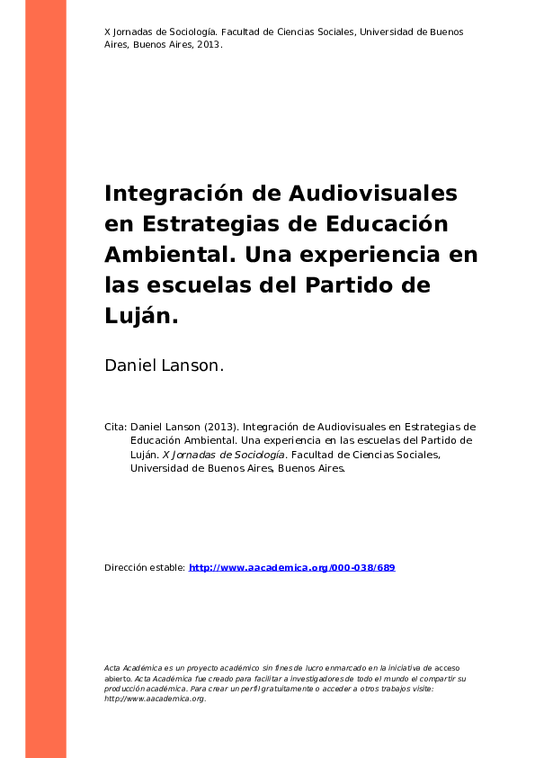 (PDF) Daniel Lanson 2013 Integracion de Audiovisuales en Estrategias de ...