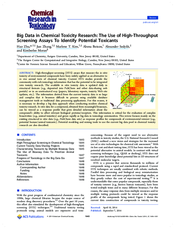 (PDF) Big data in chemical toxicity research: the use of high ...
