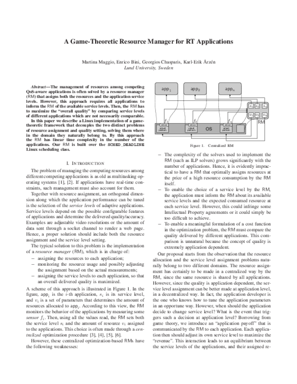 Pdf A Linux Implementation Of Game Theoretic Resource Manager For Rt Applications