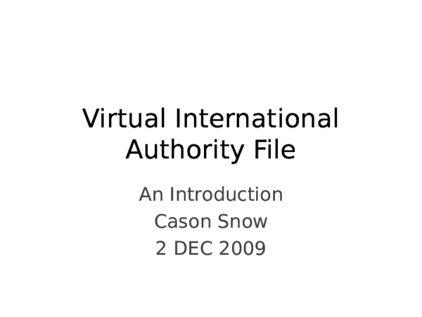 (PPT) Virtual International Authority File: An Introduction
