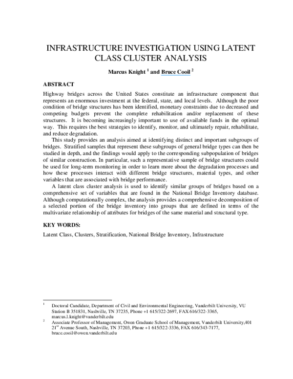 (PDF) Infrastructure Investigation Using Latent Class Cluster Analysis