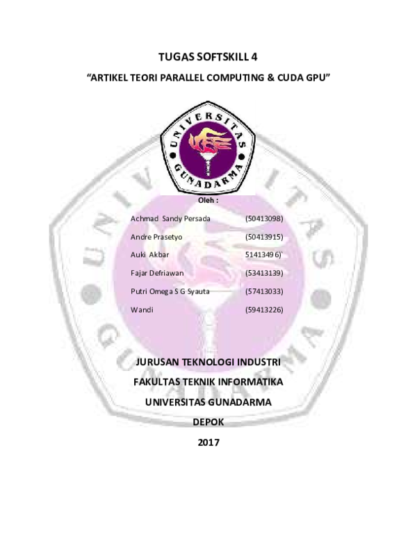 Pdf Tugas Softskill 4 Artikel Teori Parallel Computing And Cuda Gpu