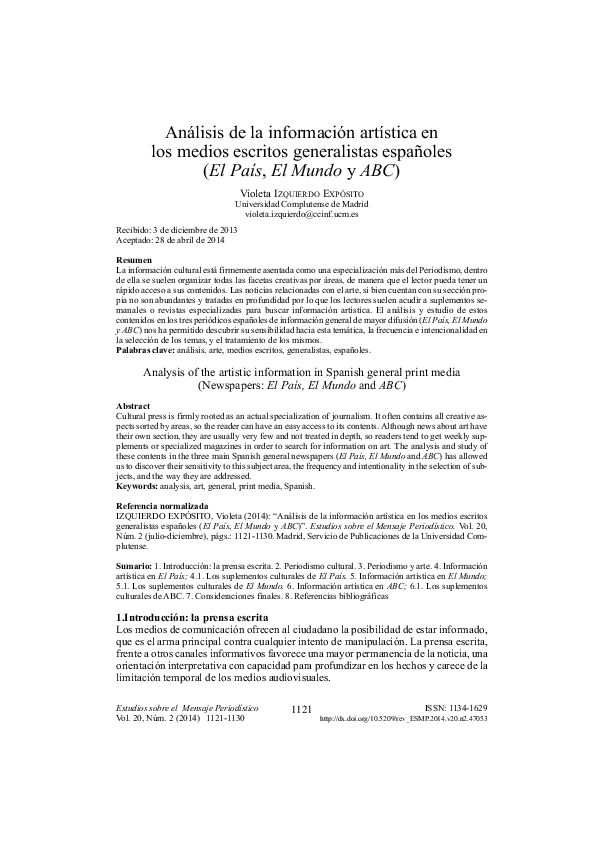 (PDF) Analysis of the artistic information in Spanish general print ...