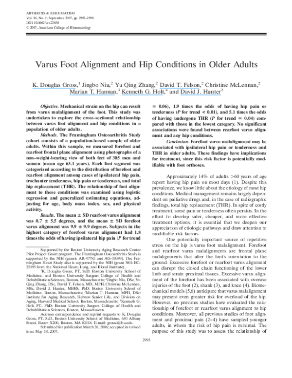 (PDF) Varus foot alignment and hip conditions in older adults