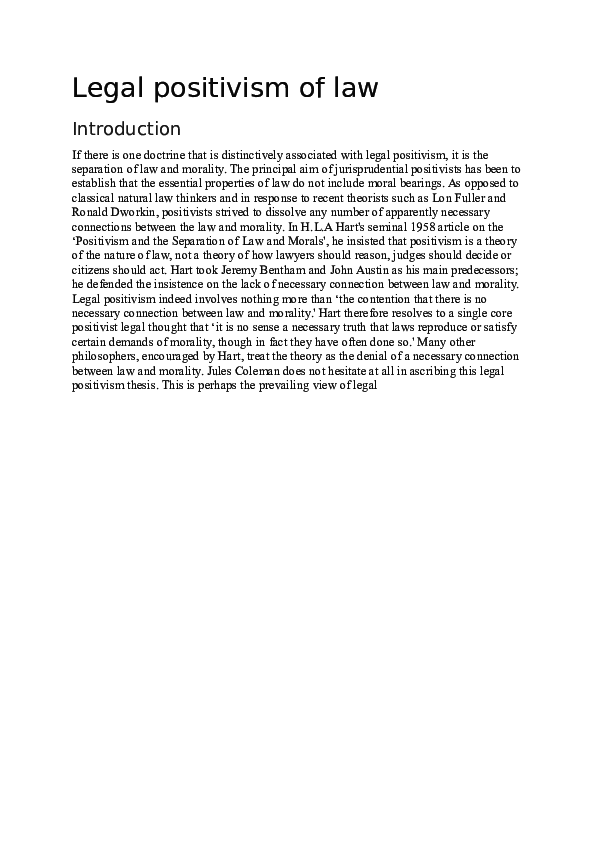(DOC) Legal positivism of law